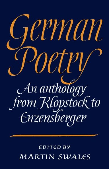 German Poetry - Martin Swales - Häftad (9780521312646) | Bokus