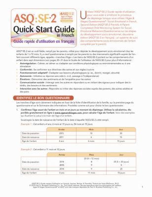 Ages & Stages Questionnaires¿: Social-Emotional (ASQ¿:SE-2): Quick Start Guide (French) - Jane ...